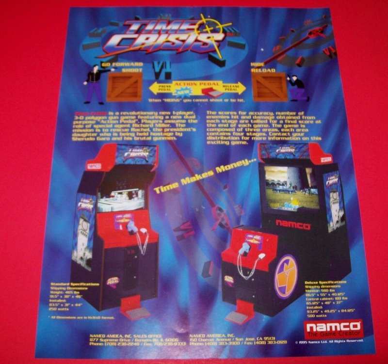 Time Crisis Arcade FLYER 1995 Original Video Game Art Sheet Gun ...