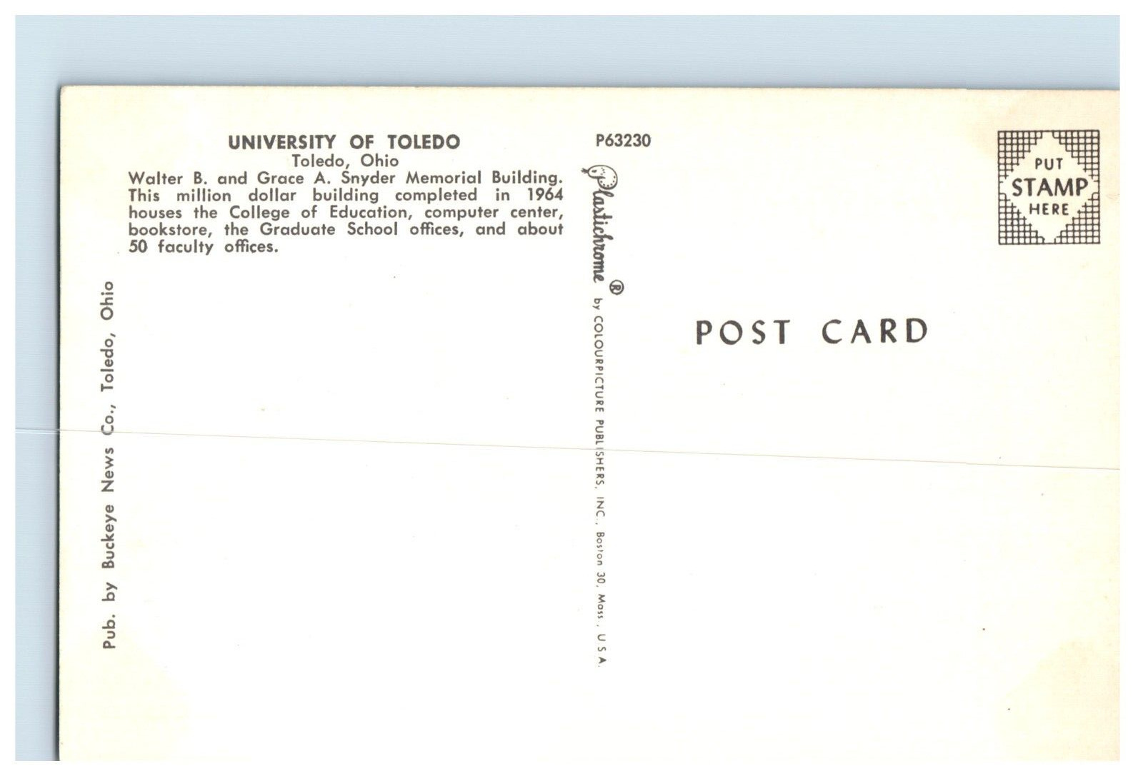 Vintage University Of Toledo Campus, Toledo, Ohio. Postcard P225E ...