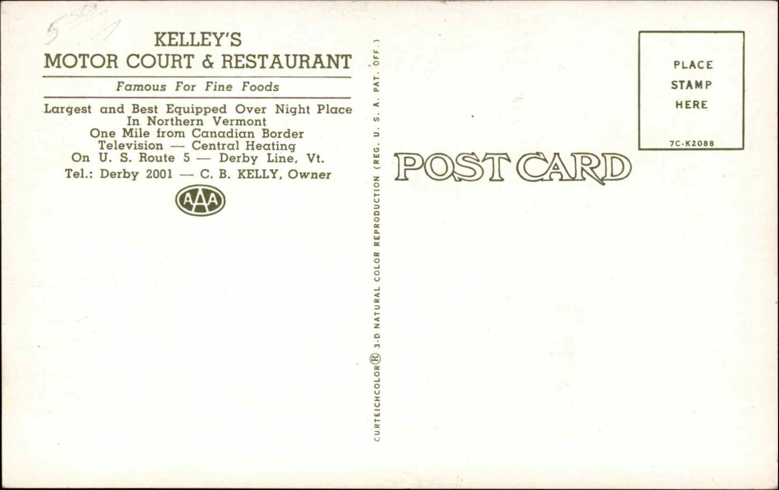 Derby Line Vermont VT Kelleys Motel Gas Station Cars c1950s-60s ...