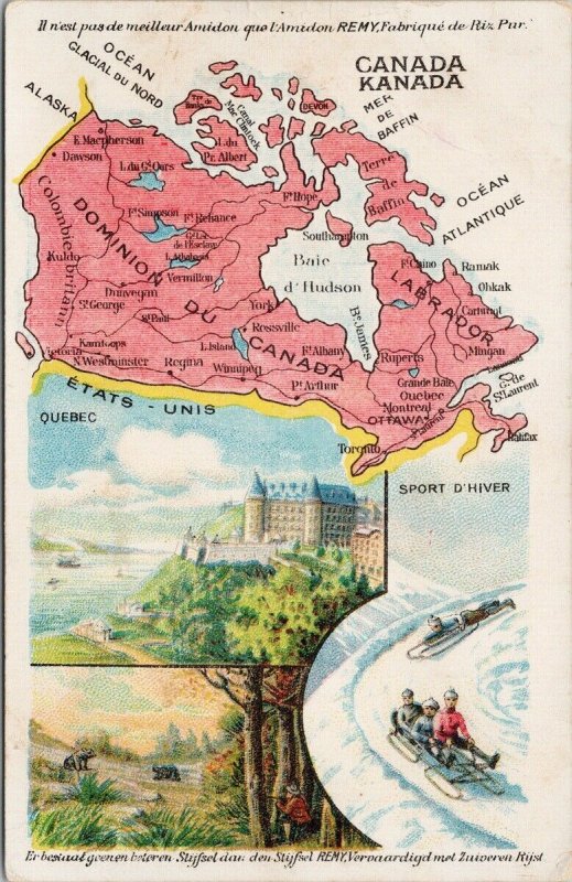 Quebec QC Map of Canada Remy Advertising Postcard H5 *as is | Canada ...