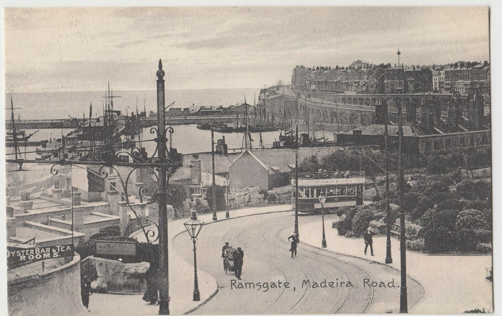 Kent; Ramsgate, Madeira Rd PPC, Unused, Note Tram, "Oyster Bar & Tea ...