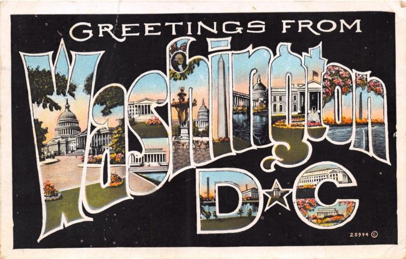 Washington Dc~Large Letter Greetings From~B S Reynolds Publ Postcard ...