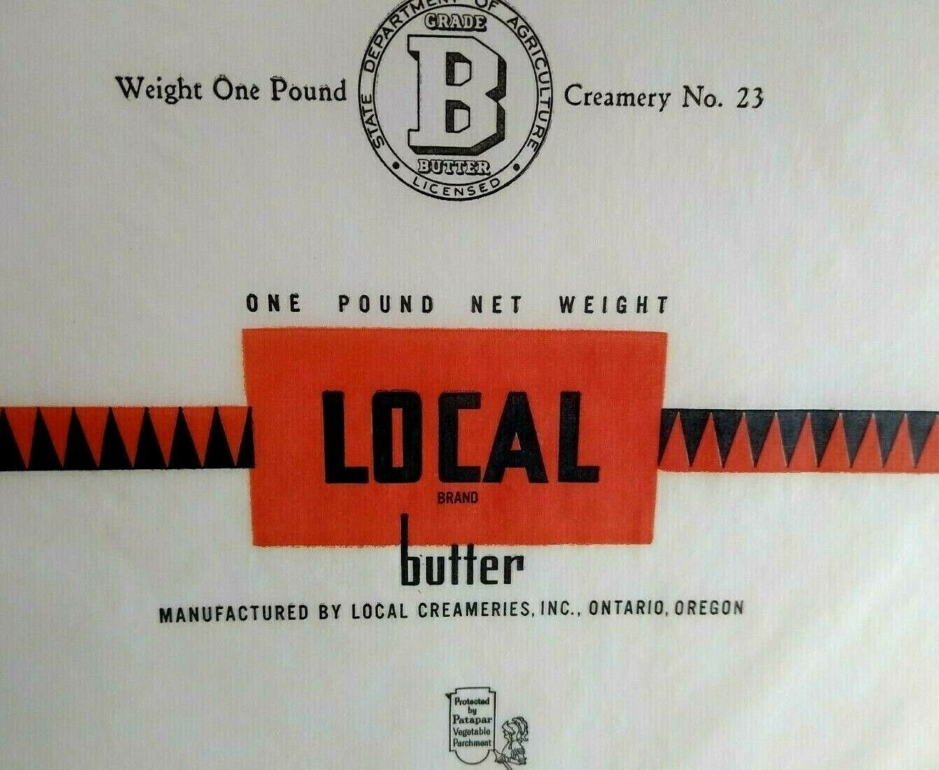 Butter Wrapper Local Brand Red Black One Pound Label Original Circa ...