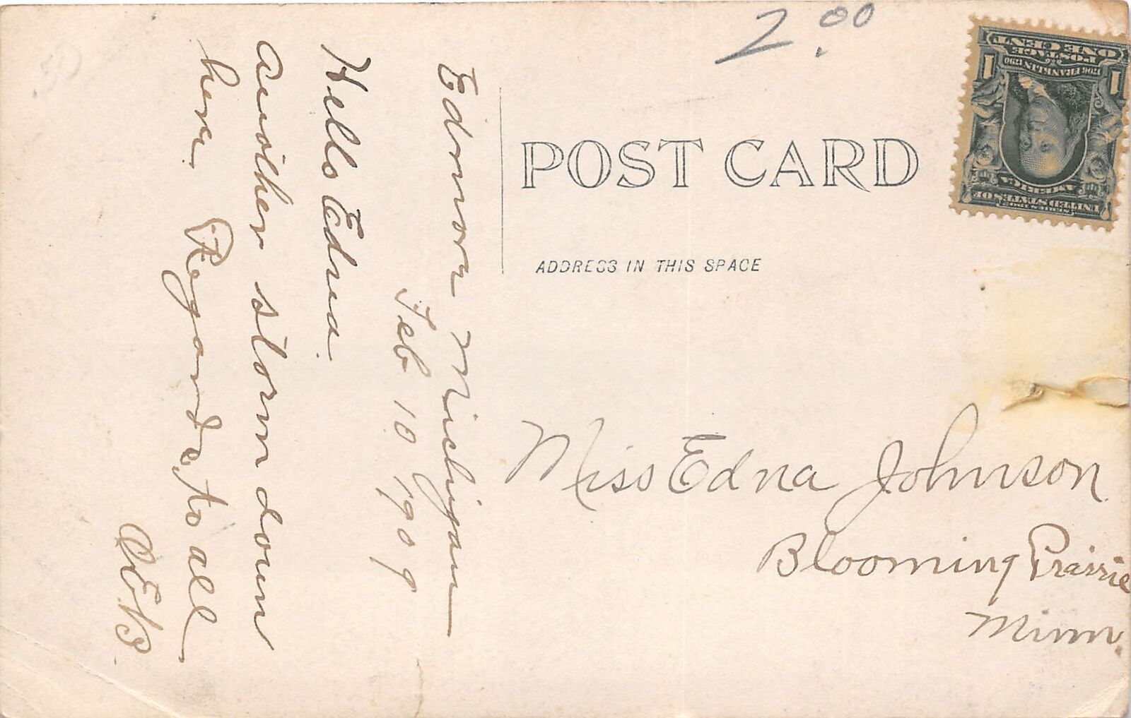 J71/ Edmore Michigan RPPC Postcard c1910 4View Main Str Stores Church ...