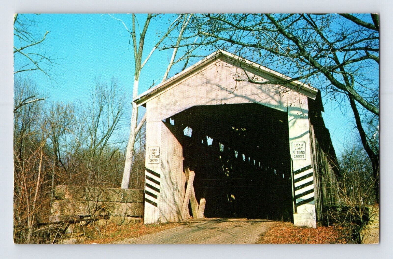 Postcard Indiana Potaka IN Wheeling Covered Bridge Gibbon COunty 1970s ...