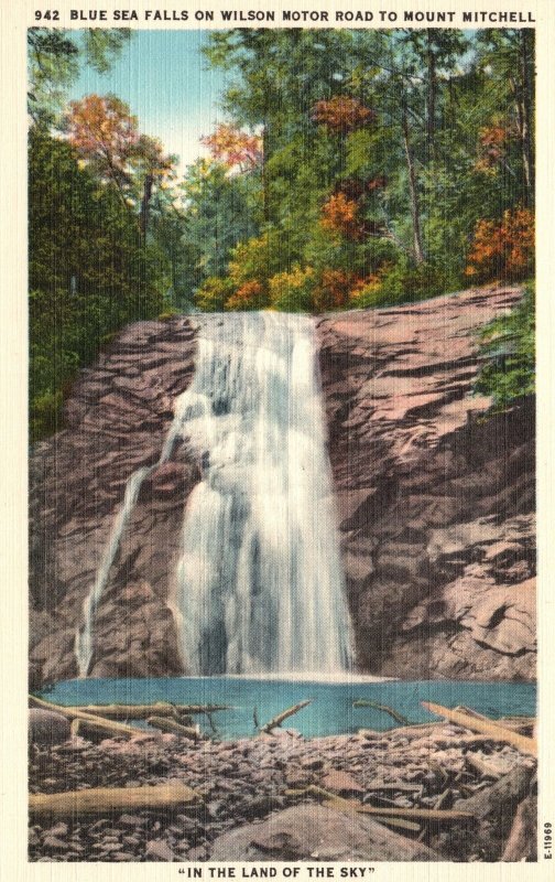 Vintage Postcard 1920's Blue Sea Falls on Wilson Motor Road To Mt ...