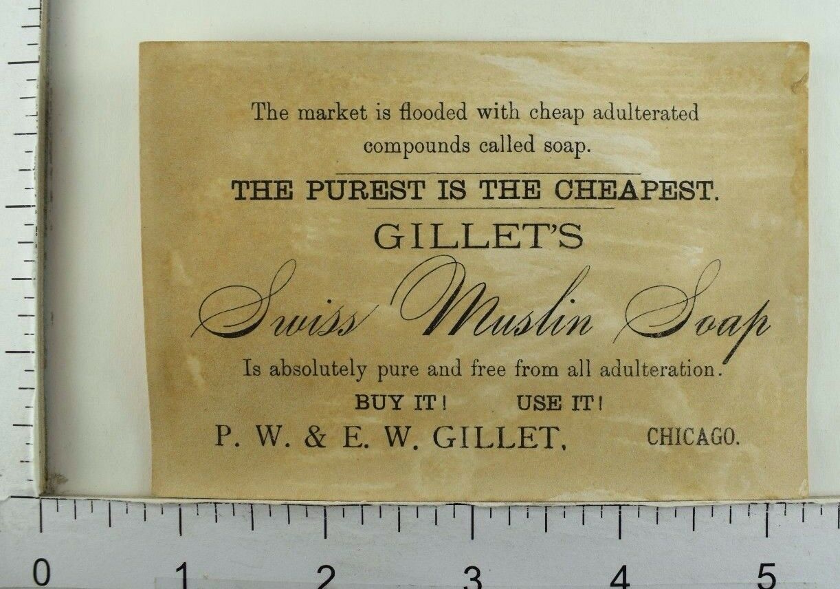 1880's Gillet's Swiss Muslin Soap Chicago Victorian Trade Card P55 ...
