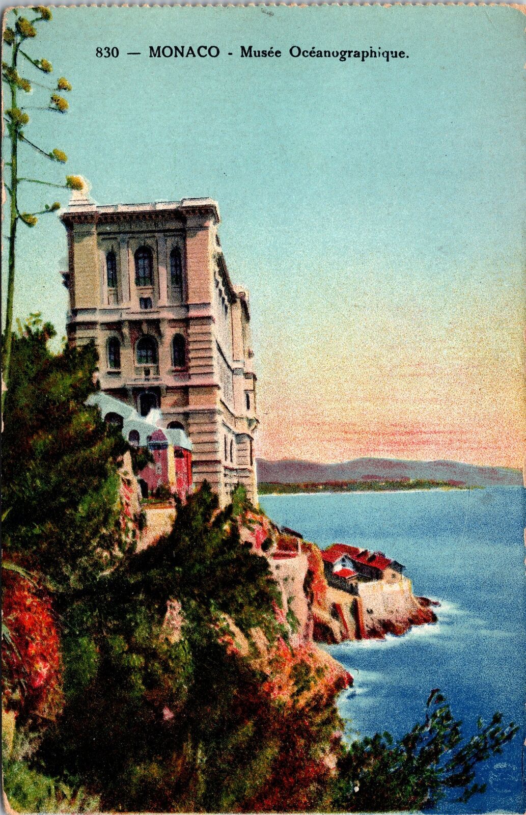 Vintage Postcard View of the Oceanographic Museum Coast of Monaco C ...