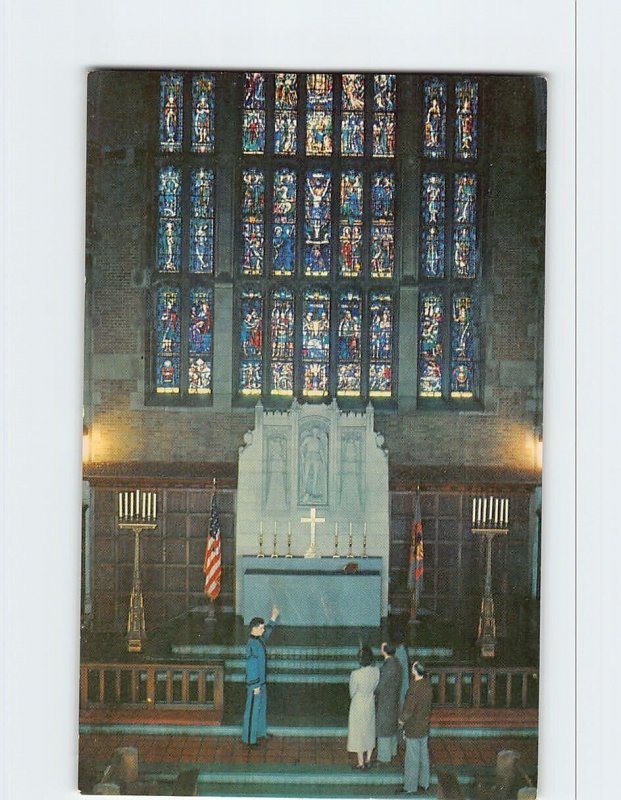 Postcard A Cadet shows visitors the altar, Cadet Chapel, West Point ...