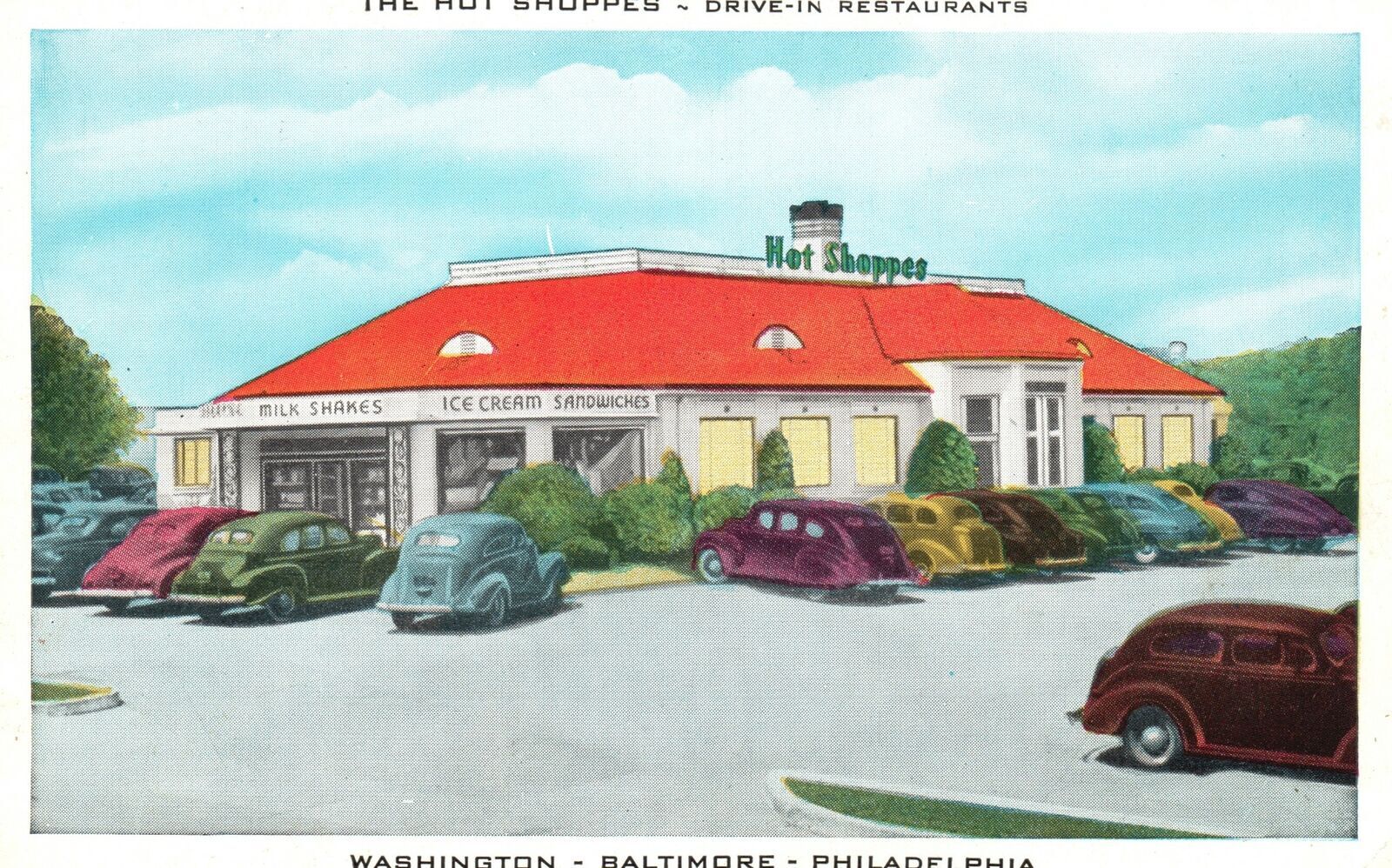 Vintage Postcard The Hot Shoppes Drive-In Restaurants Philadelphia ...