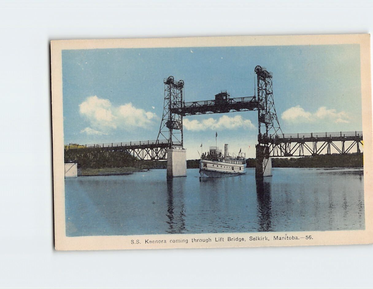 Postcard S. S. Keenora coming through Lift Bridge, Selkirk, Canada ...