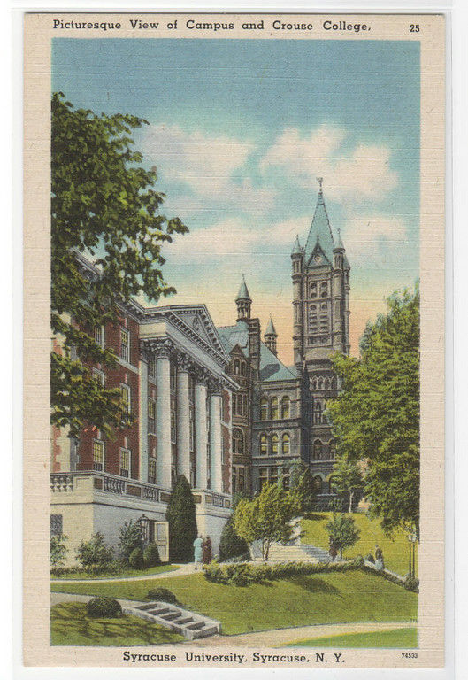 Campus Crouse College Syracuse University New York linen postcard ...