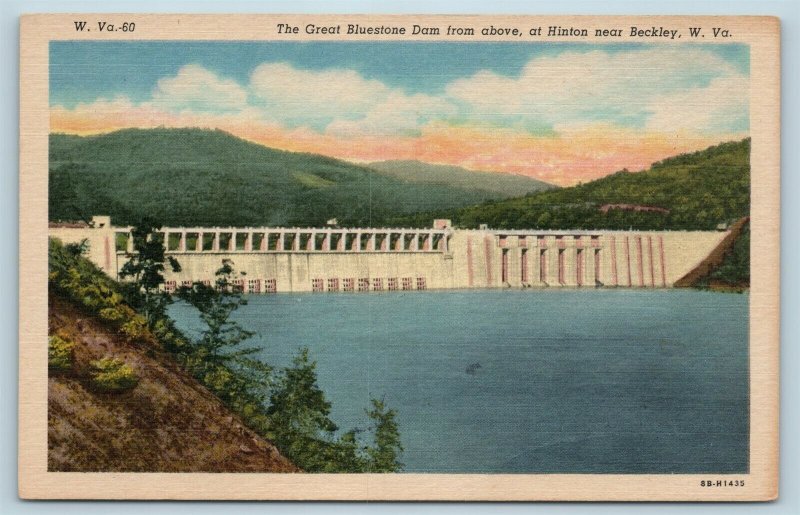 Postcard WV Hinton Great Bluestone Dam Near Beckley c1940s Linen W15 ...