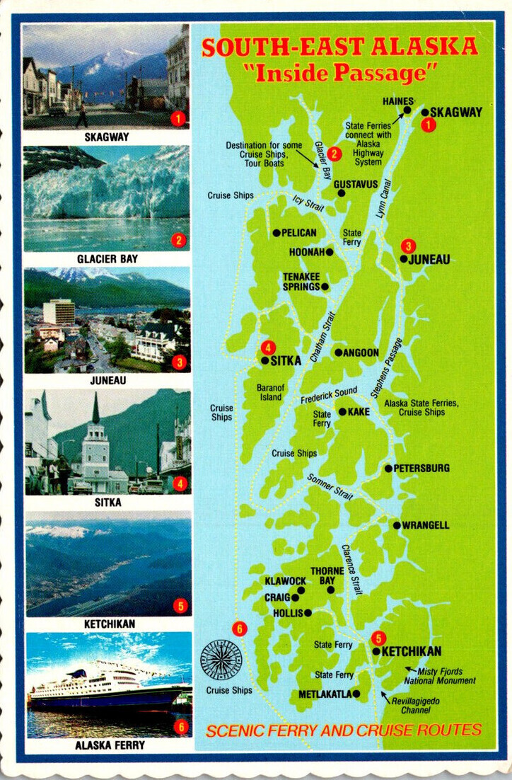 Alaska Map Of "Inside Passage" South-East Alaska and Multi View ...