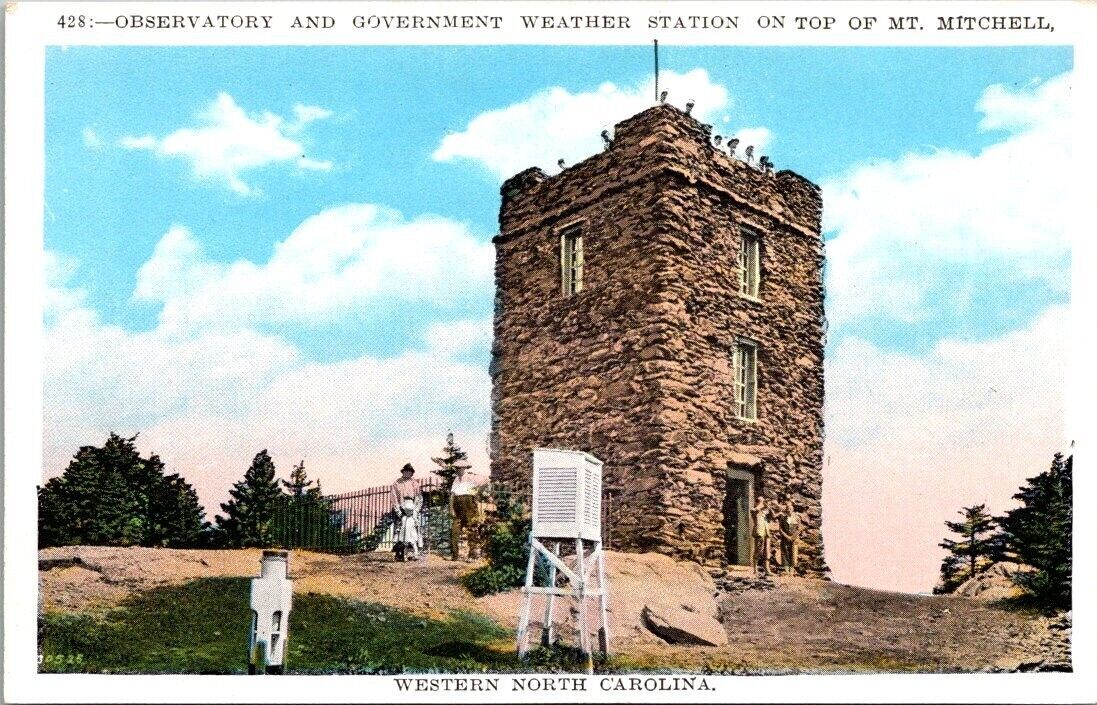 Vintage North Carolina Postcard - Weather Station on Mount Mitchell ...