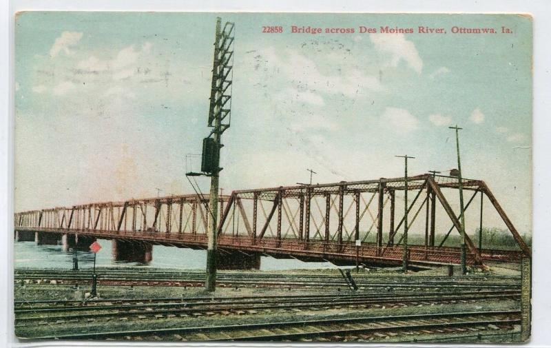 Railroad Tracks Signals Des Moines River Bridge Ottumwa Iowa 1908 ...