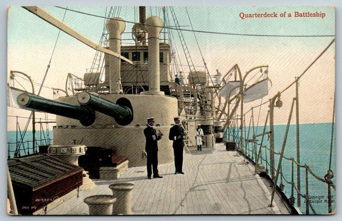 US Navy Quarterdeck of a Battleship Postcard | United States - Other ...