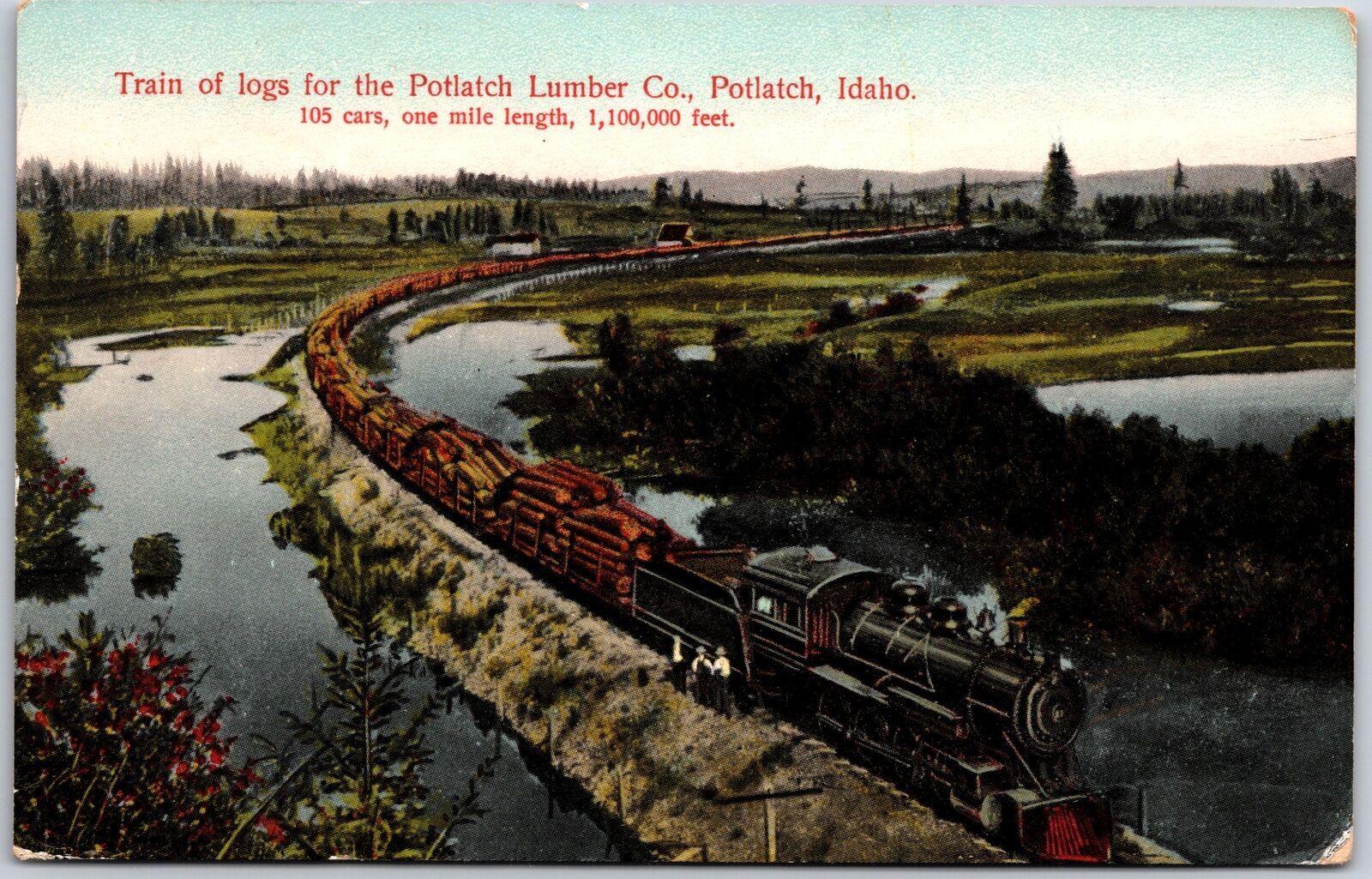 1911 Train Of Logs For Potlatch Lumber Company Potlatch Idaho ID Posted ...