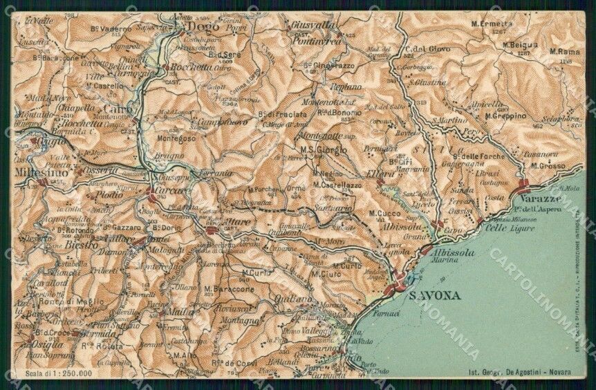 Savona Vado Celle Cartina Geografica Mappa 29 cartolina RT2500 | Topics ...