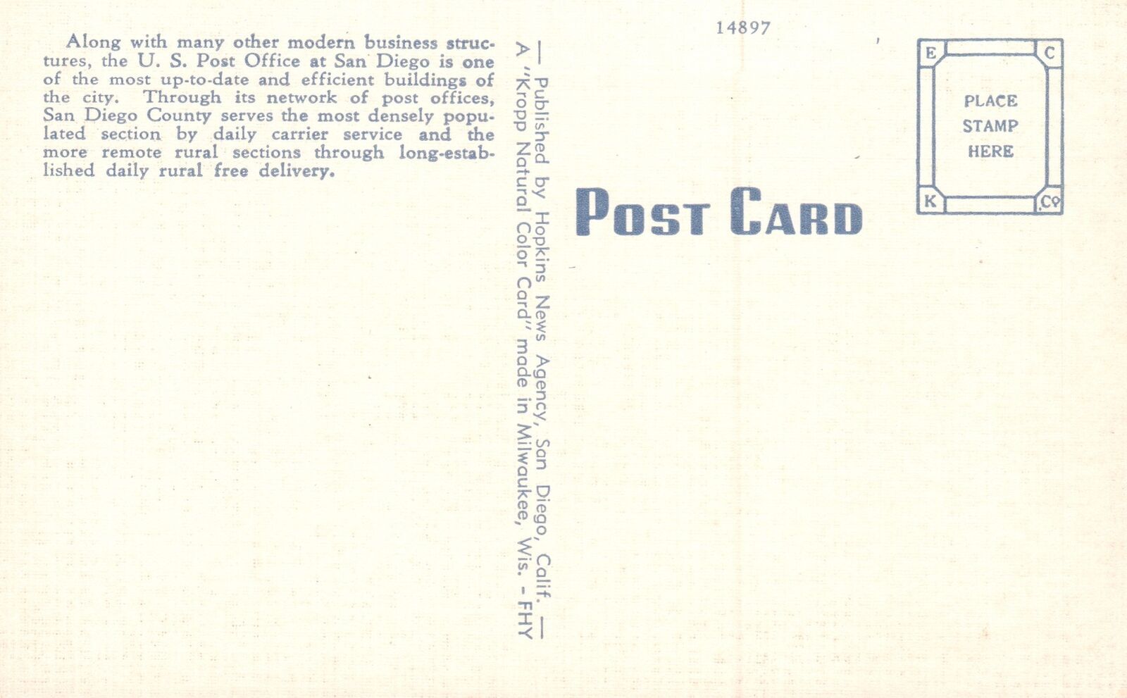Vintage Postcard US Post Office Postal Service Building San Diego ...