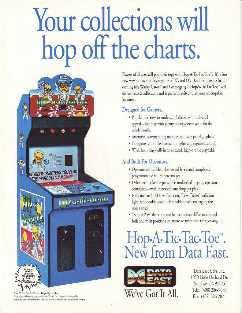 Hop A Tic Tac Toe Arcade FLYER Original Vintage Retro Art UNUSED ...