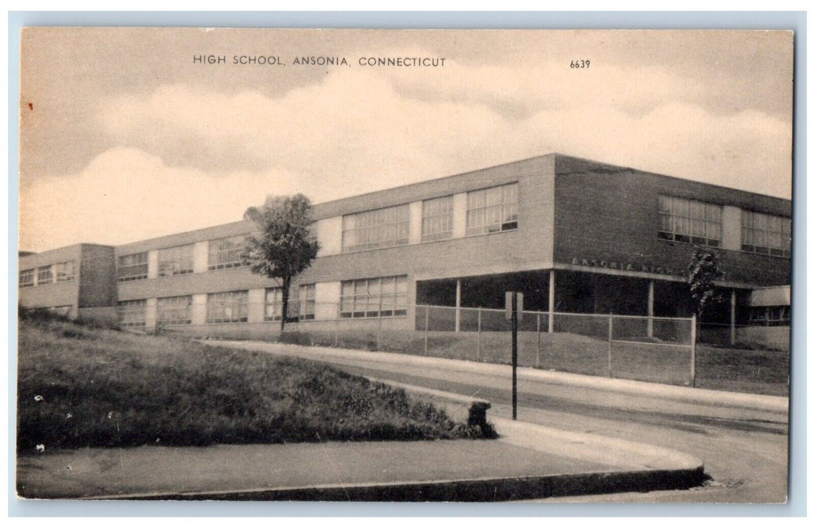 Ansonia Connecticut CT Postcard High School Building Exterior View 1940 ...
