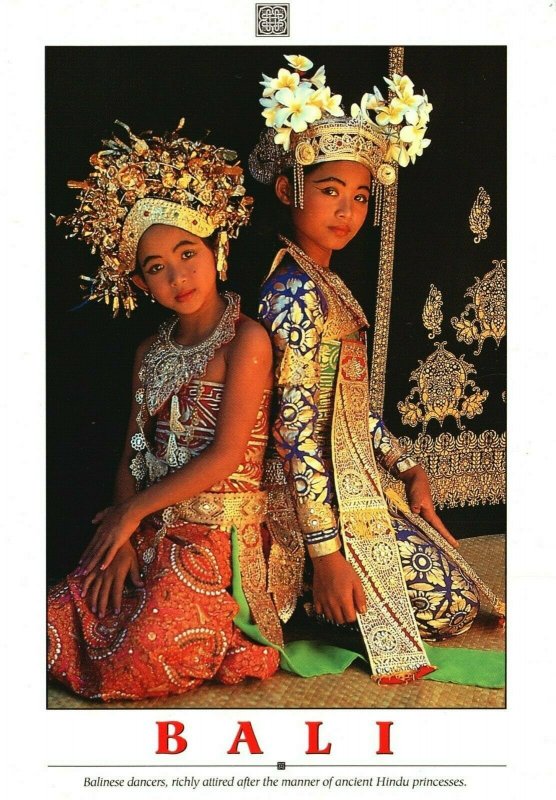 Postcard Bali Balinese Dancers Richly Attired Manner Ancient Hindu ...