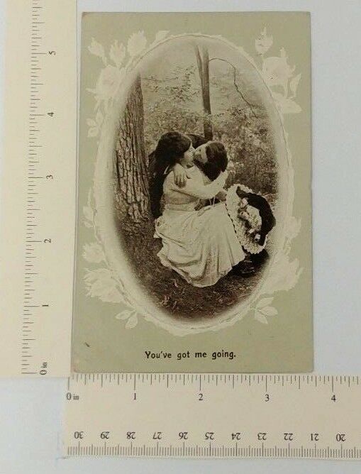 1911 Couple Kissing Risque Innuendo Embossed Postcard Bamforth Courting ...