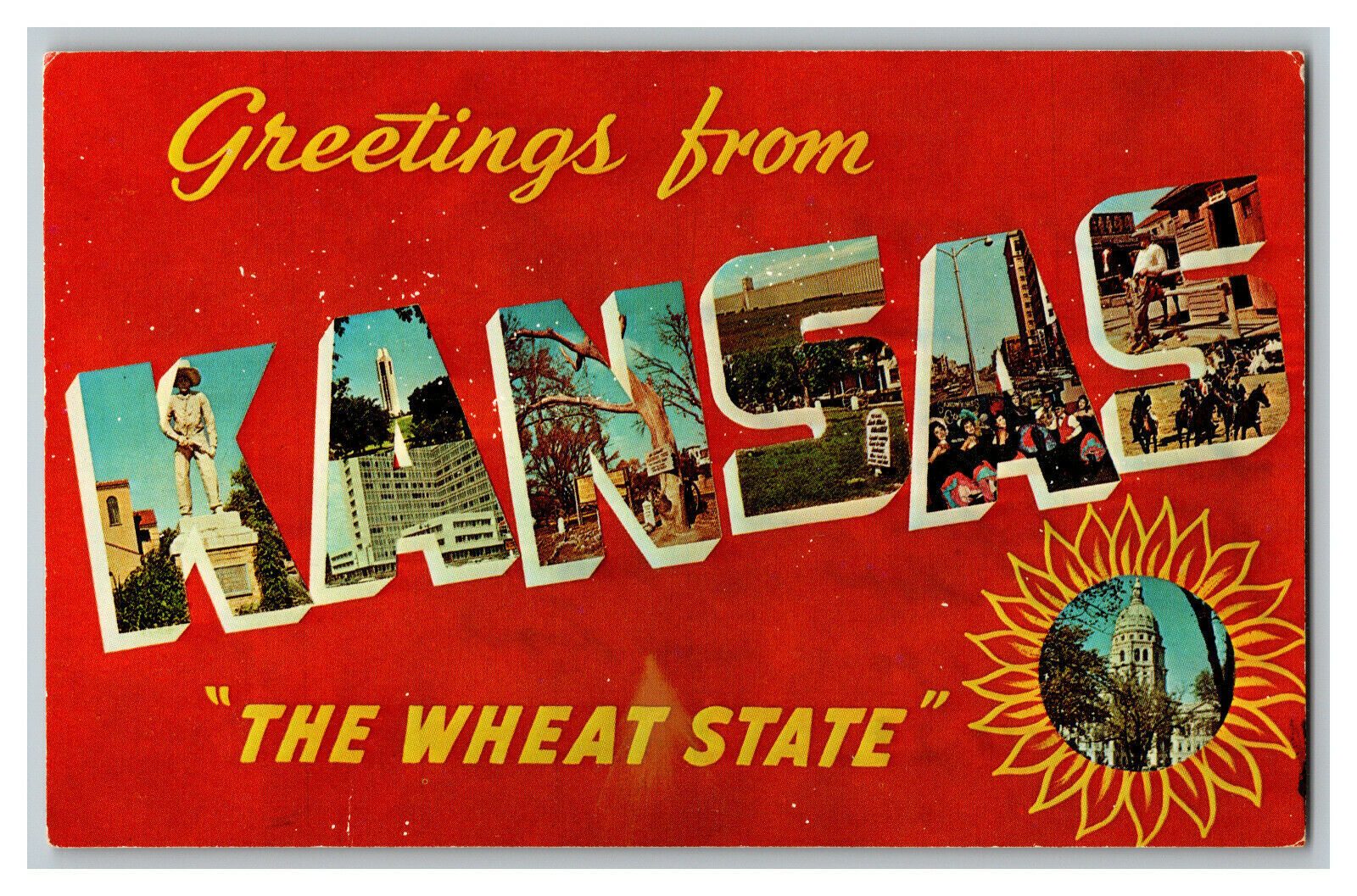 Postcard KS Greetings From Kansas "The Wheat State" Vintage Standard ...
