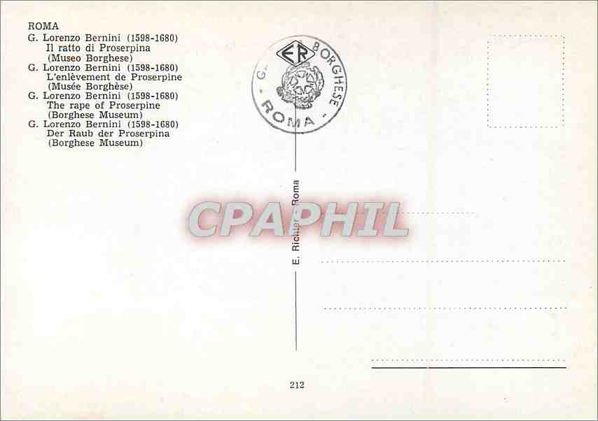 Postcard Modern Roma G Lorenzo Bernini (1598 1680) The Abduction of ...