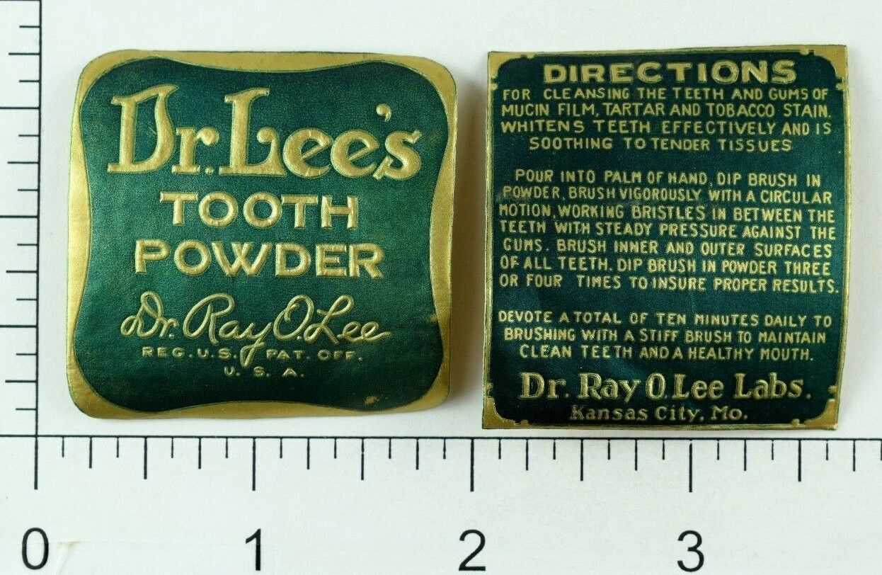 Victorian Dr. Ray O. Lee's Tooth Powder Vintage Bottle Label Set of 2 ...