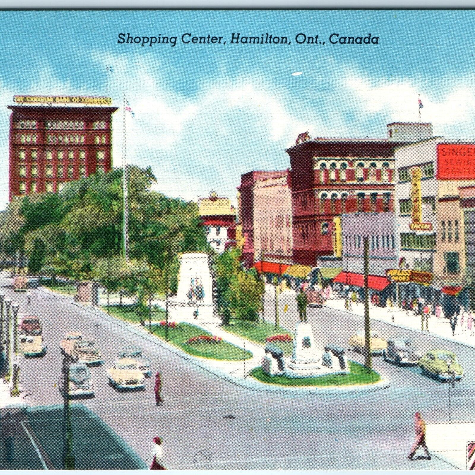 c1950s Hamilton, Canada Shopping Center Downtown Street Scene Cars PC ...