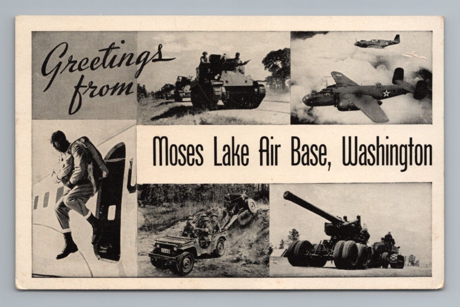 Moses Lake Air Base Military Parachute Tank Jeep Airplane WWII 2 War ...