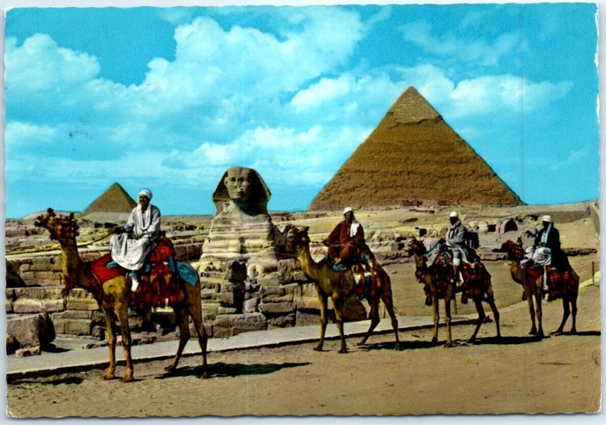 Postcard - The Great Sphinx of Giza and Pyramids - Giza, Egypt | Africa ...