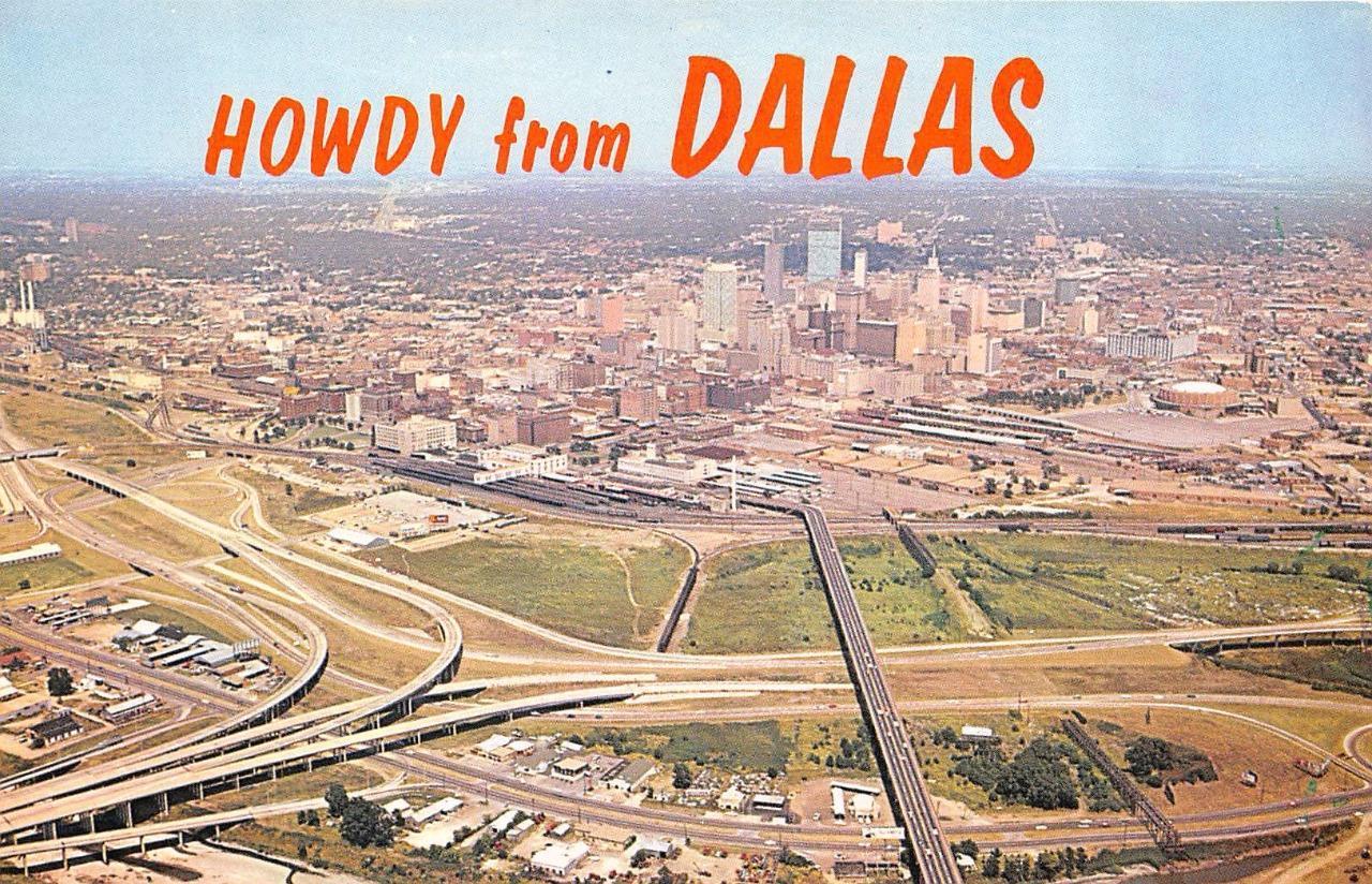 DALLAS, TX Texas AERIAL VIEW~CITY & HIGHWAY SYSTEM Chrome Postcard ...