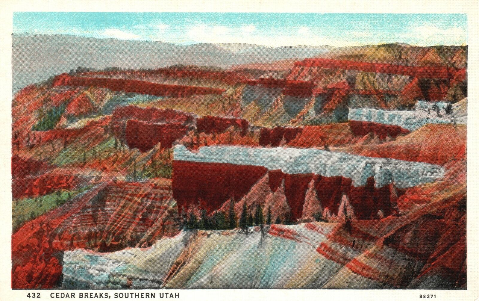 Vintage Postcard 1920's Cedar Breaks Rimland Erosion Form Southern Utah ...