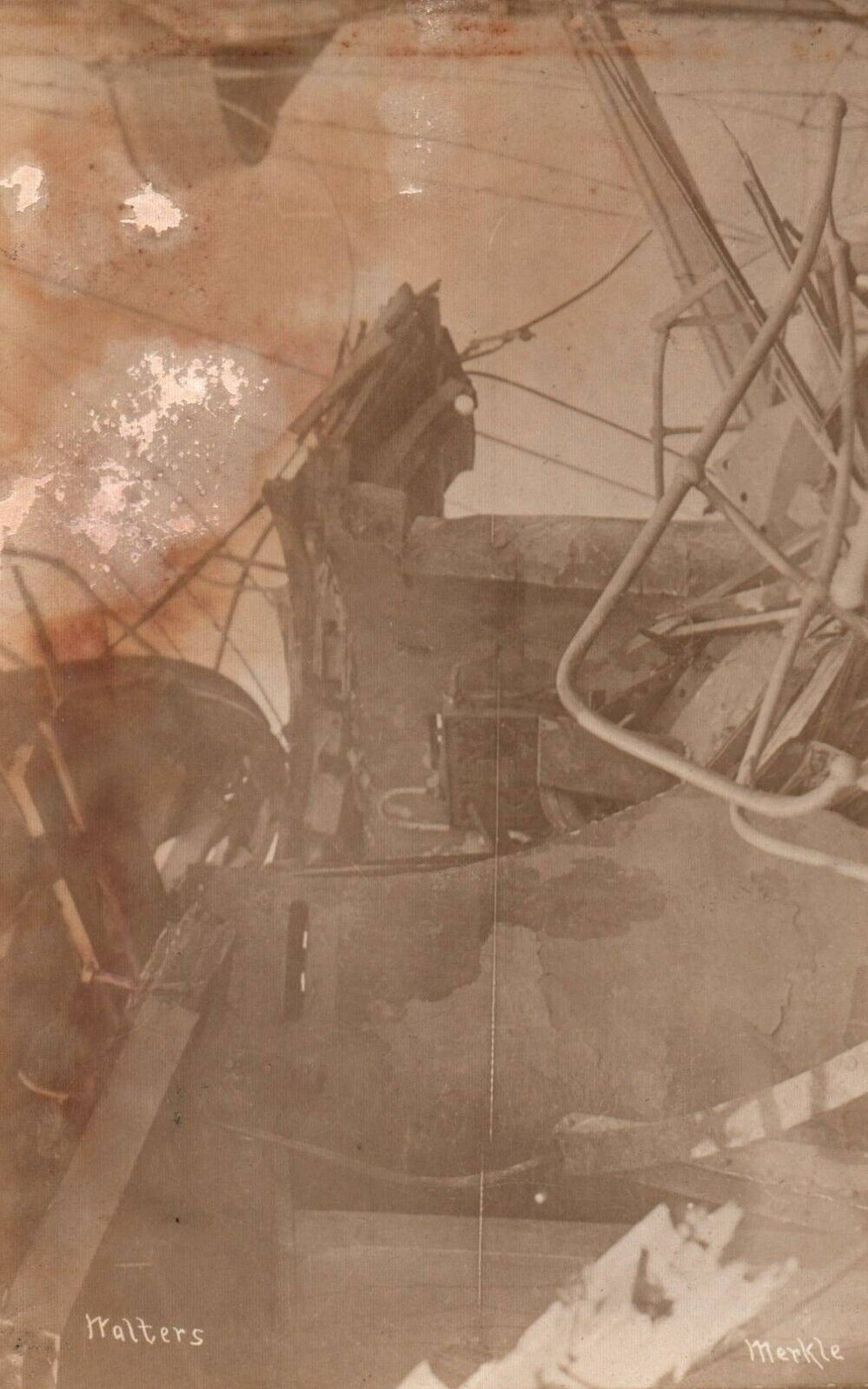 RPPC German Navy Destroyer Shelled Mangled Cargo Ship WWI Postcard ...