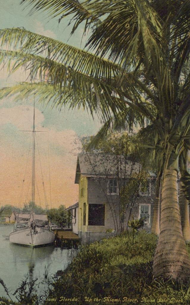 Miami River Musa Isle Dock Ship Miami Florida Postcard (C. 1910 ...