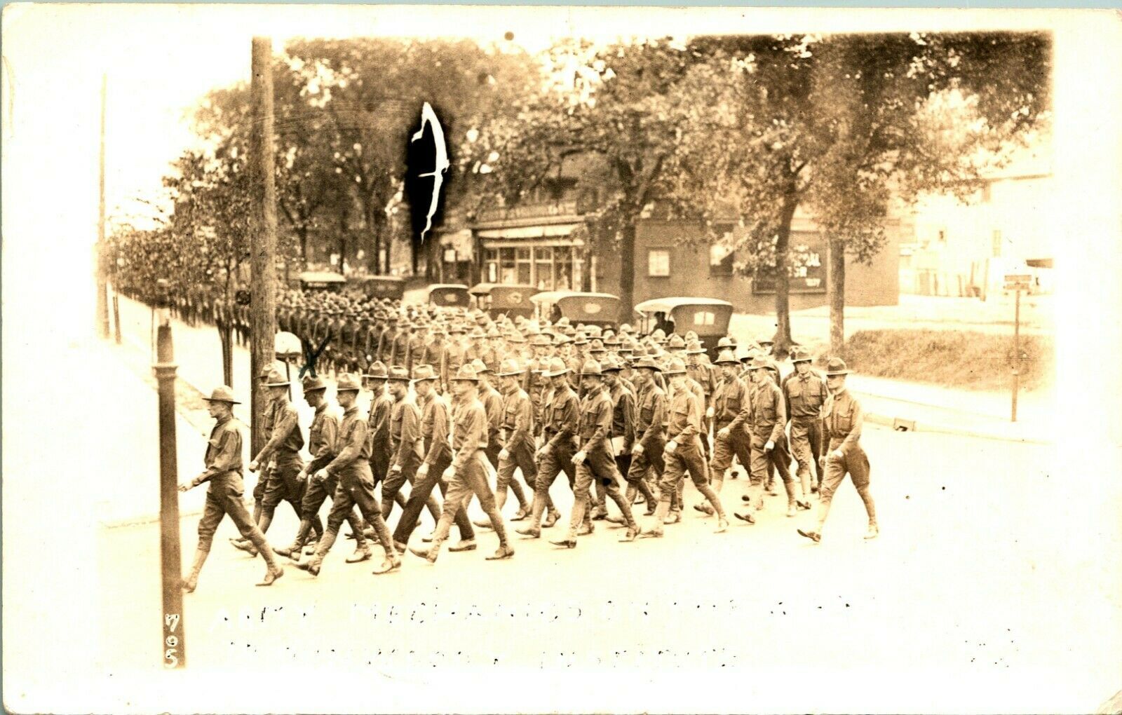 RPPC WWI Era Army Soldiers Marching in Parade Formation Down Street ...
