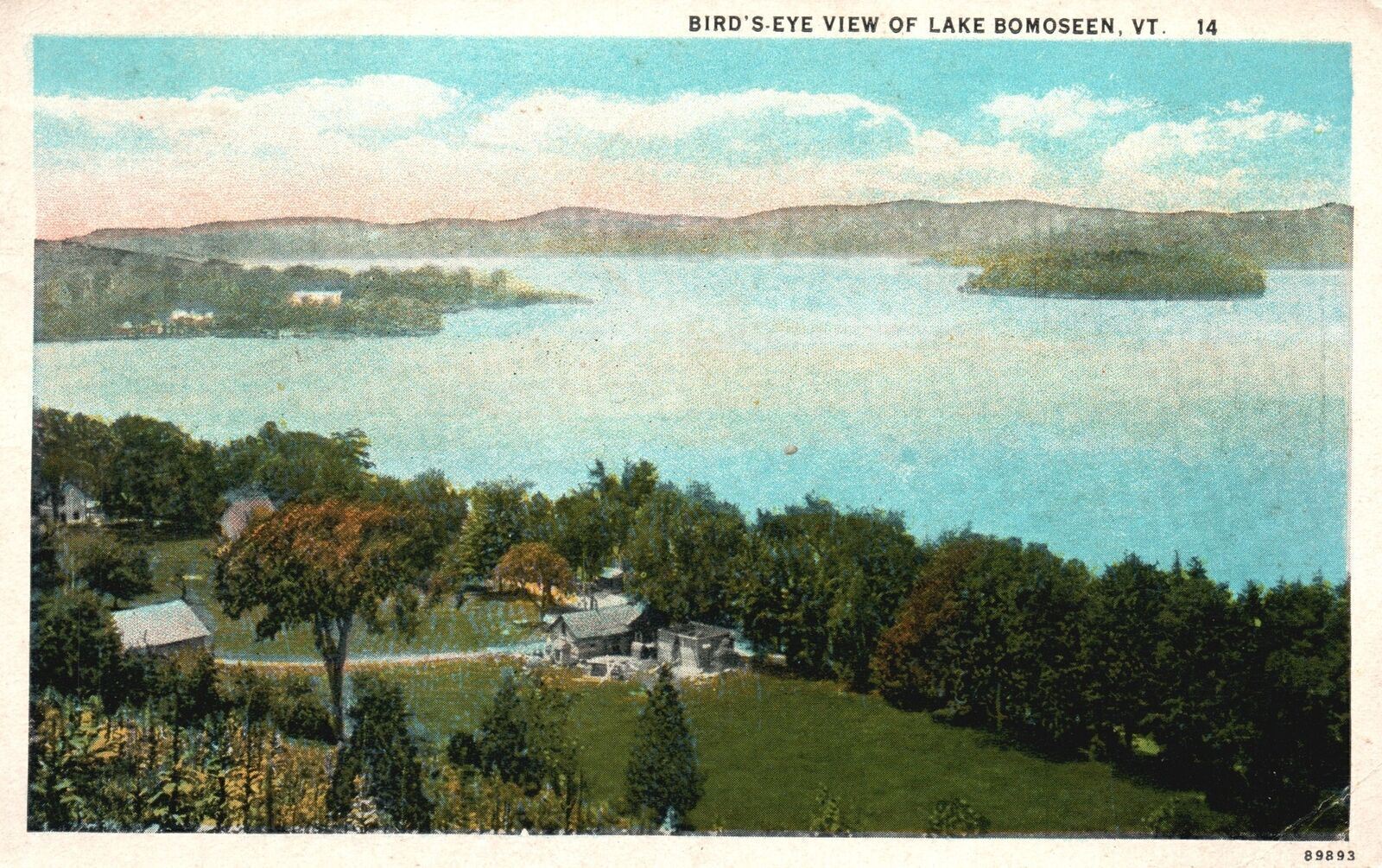 Vintage Postcard 1931 Bird's Eye View of Freshwater Lake Bomoseen ...