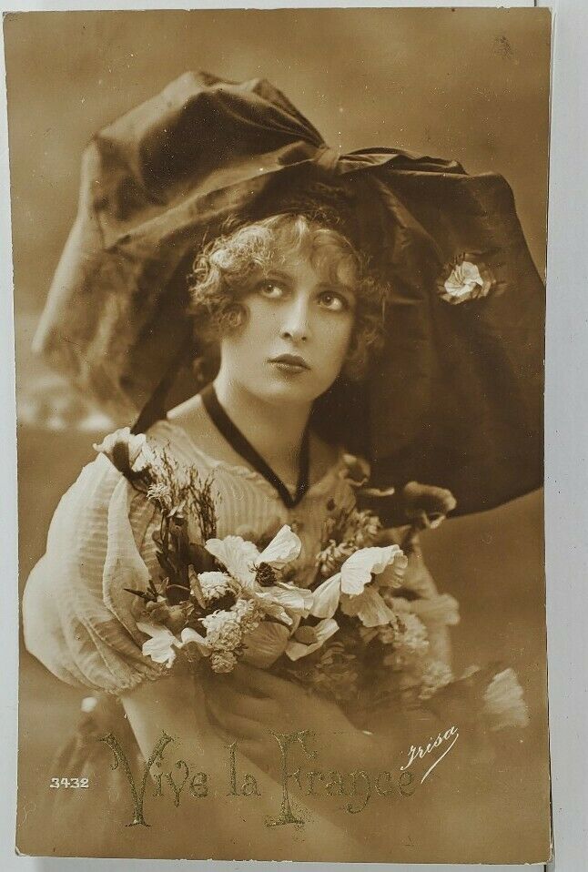 Rppc Viva la France Victorian Era Young Woman Real Photo Postcard O17 ...