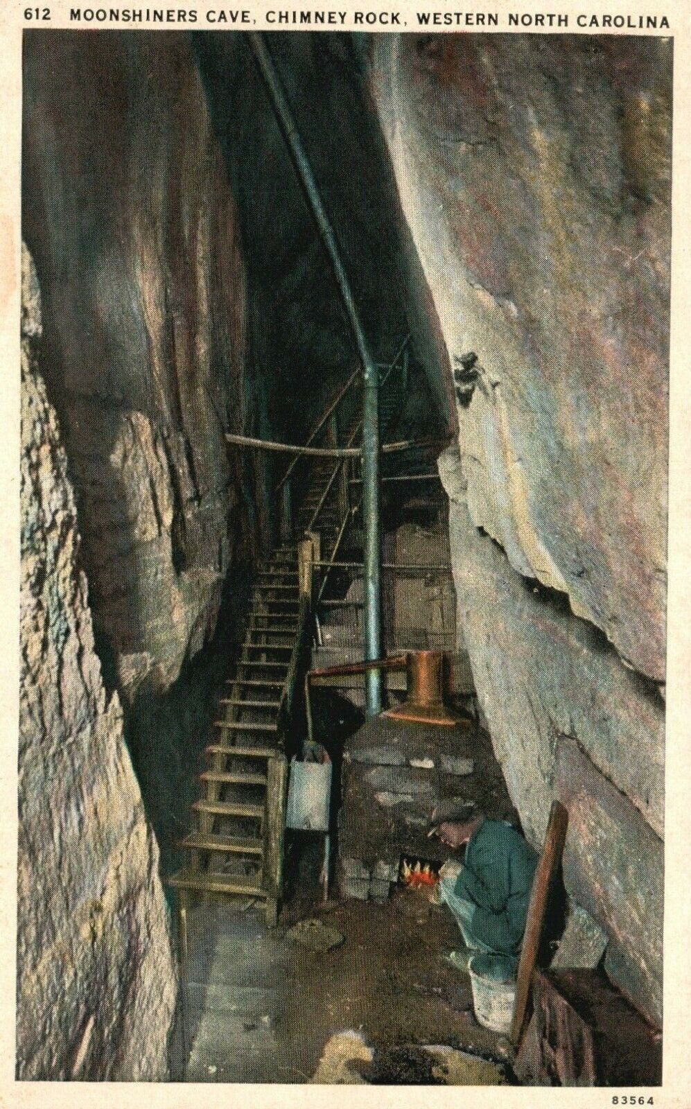 Vintage Postcard 1920s Moonshiners Cave Chimney Rock Western N.C. North ...