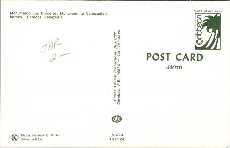 Monumento Los Proceres Monument Venezuela Heros Caracas Postcard VTG ...