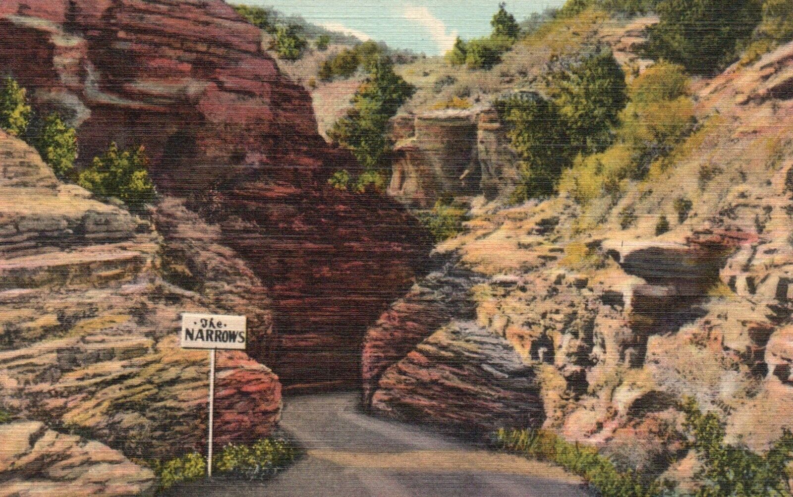 Postcard CO Williams Canyon Entering the Narrows 1934 Linen Vintage PC ...