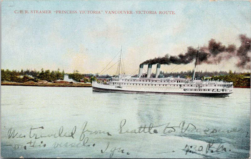 SS 'Princess Victoria' Ship Vancouver Victoria Route BC c1907 Postcard ...