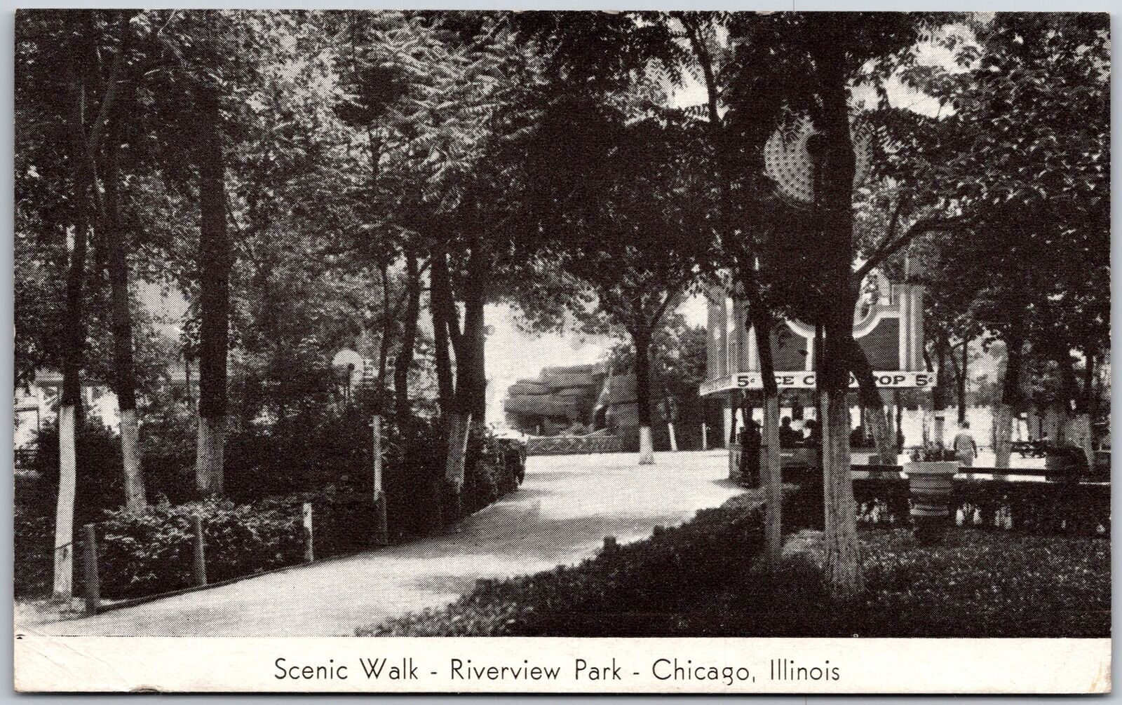 Scenic Walk Riverview Park Chicago Illinois IL Pathway Trees Building ...