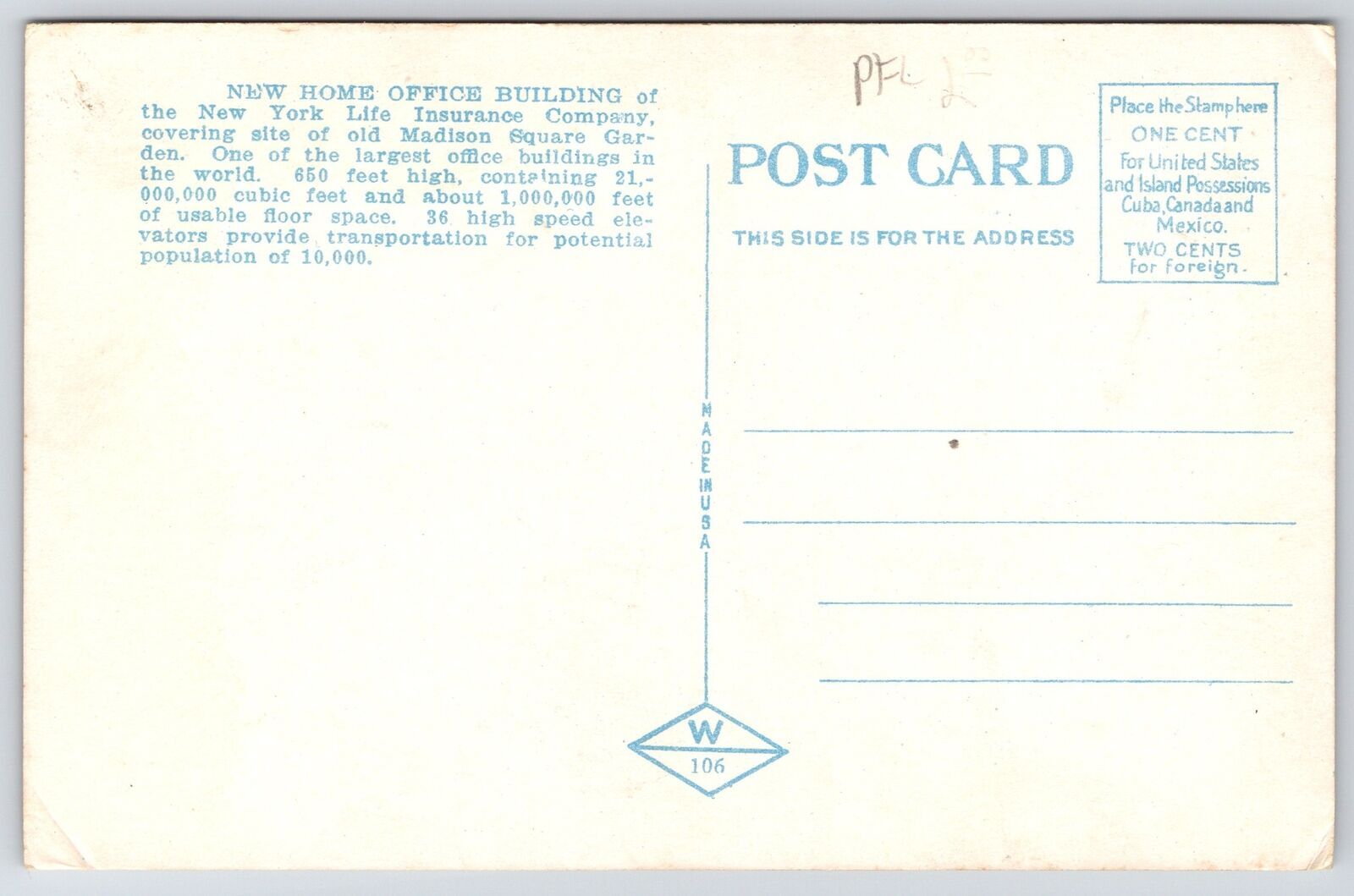 Vintage Postcard Life Insurance Company New Home Office Building New ...