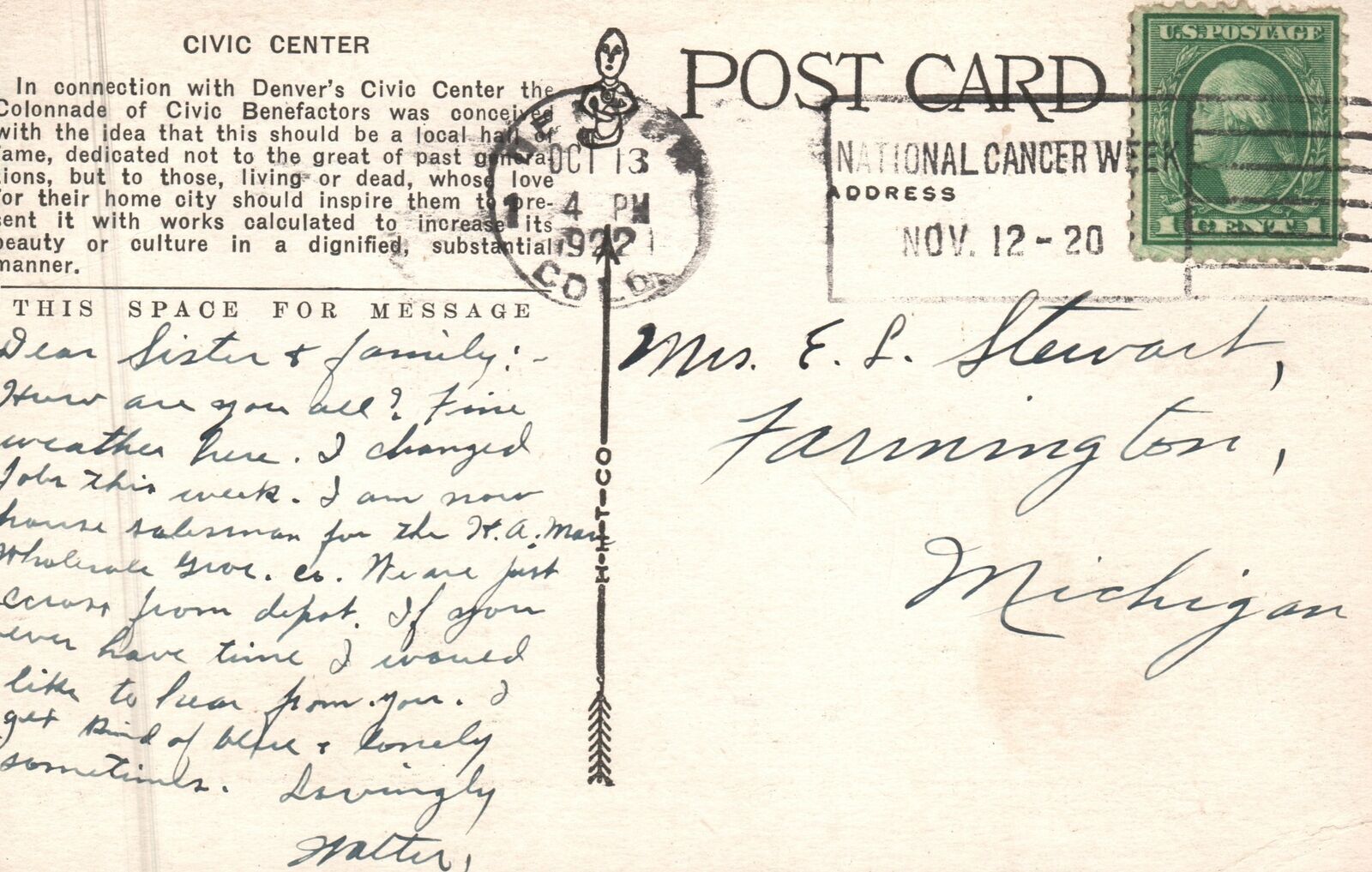 Vintage Postcard 1921 Open Air Theater Local Hall Civic Center Denver ...