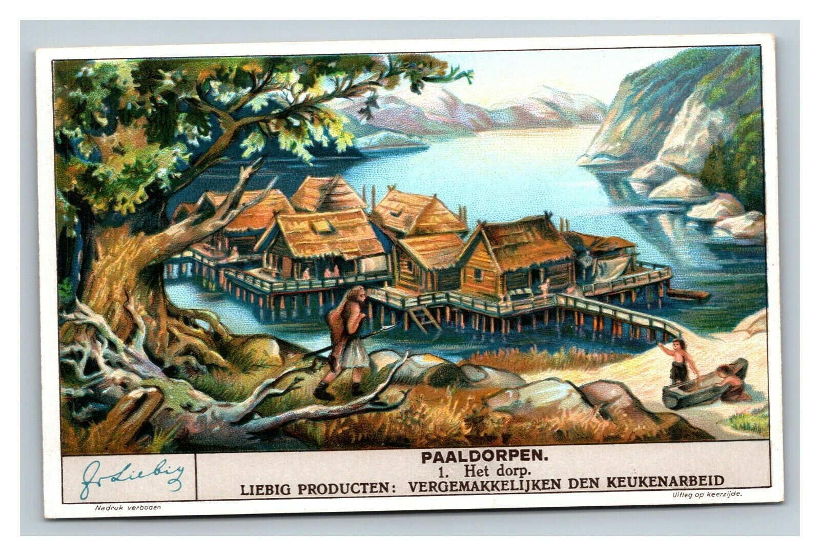 Vintage Liebig Trade Card - Dutch - 5 of The Primitive Pole Fishing ...