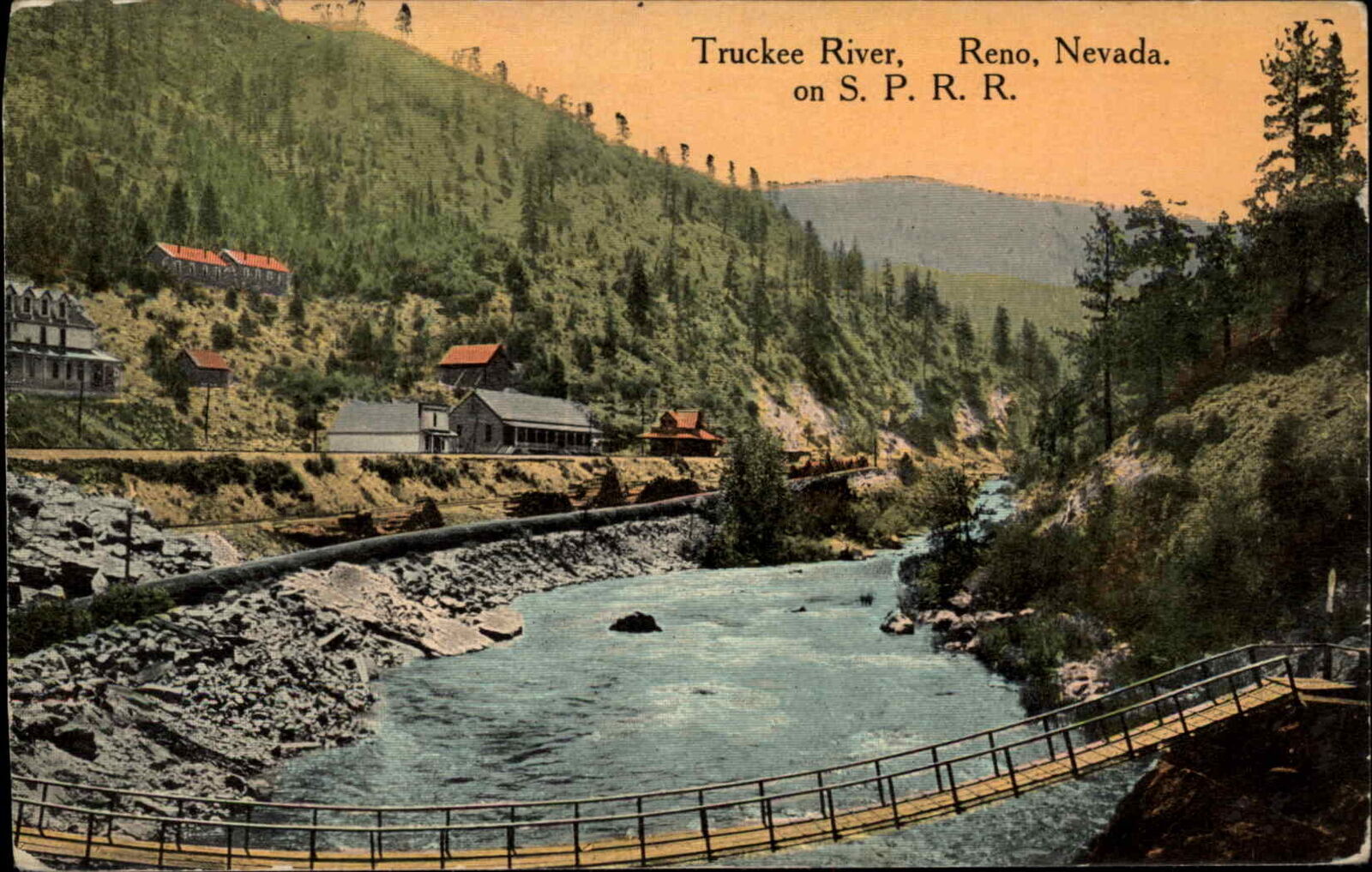 Reno Nevada NV Truckee River Railroad S.P.R.R. c1910 Vintage Postcard ...